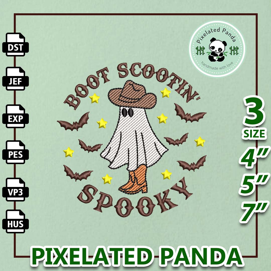 Boot Scootin Spooky Embroidery Design, Spooky Vibes Embroide | Inspire Uplift