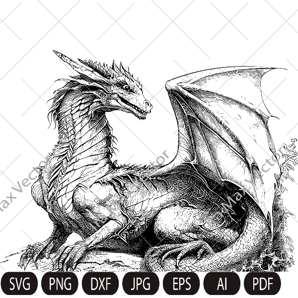 Dragon svg, Dragon with wings,Dragon detailed, Dragon Clipar | Inspire ...
