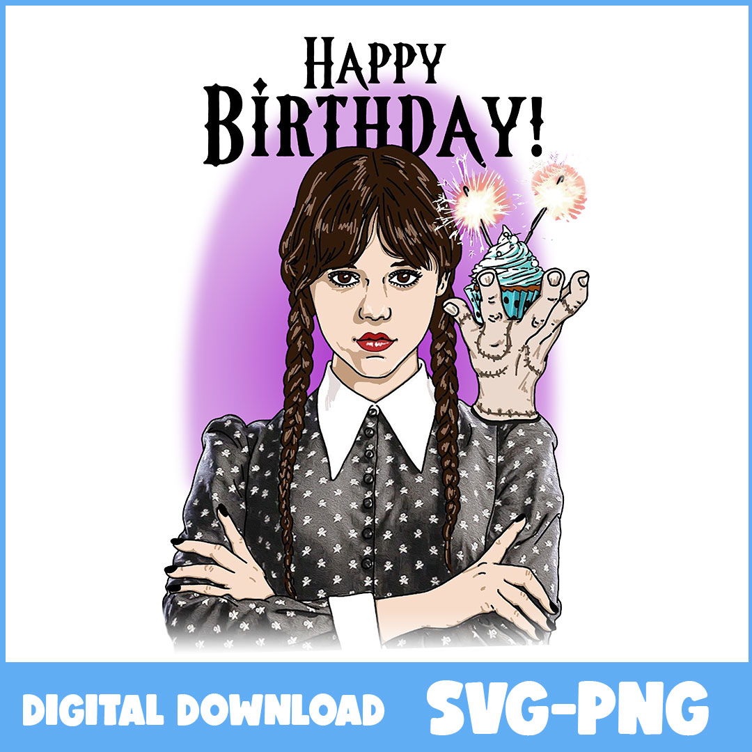 Chibi Wednesday Svg, Wednesday Birthday Svg, Birthday Girl S - Inspire ...