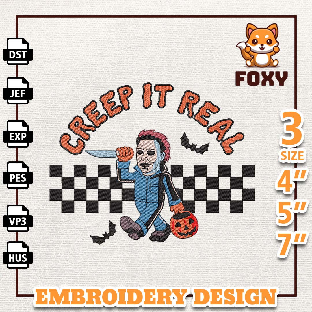 Creep It Real Embroidery Design, Pumpkin Embroidery Design, - Inspire ...