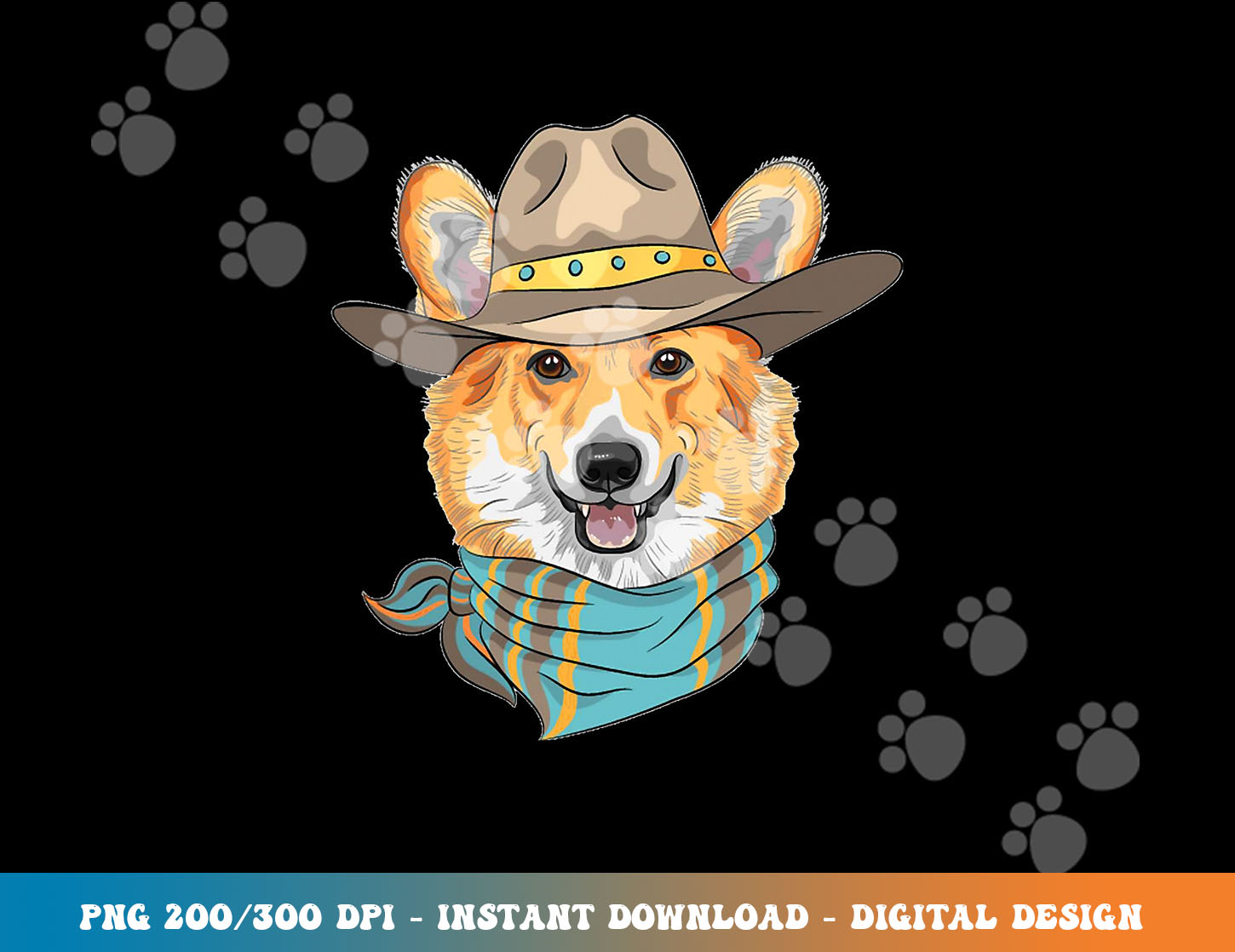 Cute Corgi Dog Wearing Western Cowboy Hat png, sublimation | Inspire Uplift