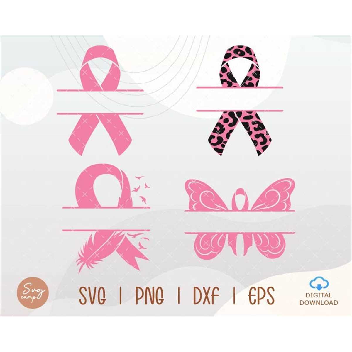 Pink Ribbon Monogram Svg Bundle, Breast Cancer Svg, Fight Br | Inspire ...