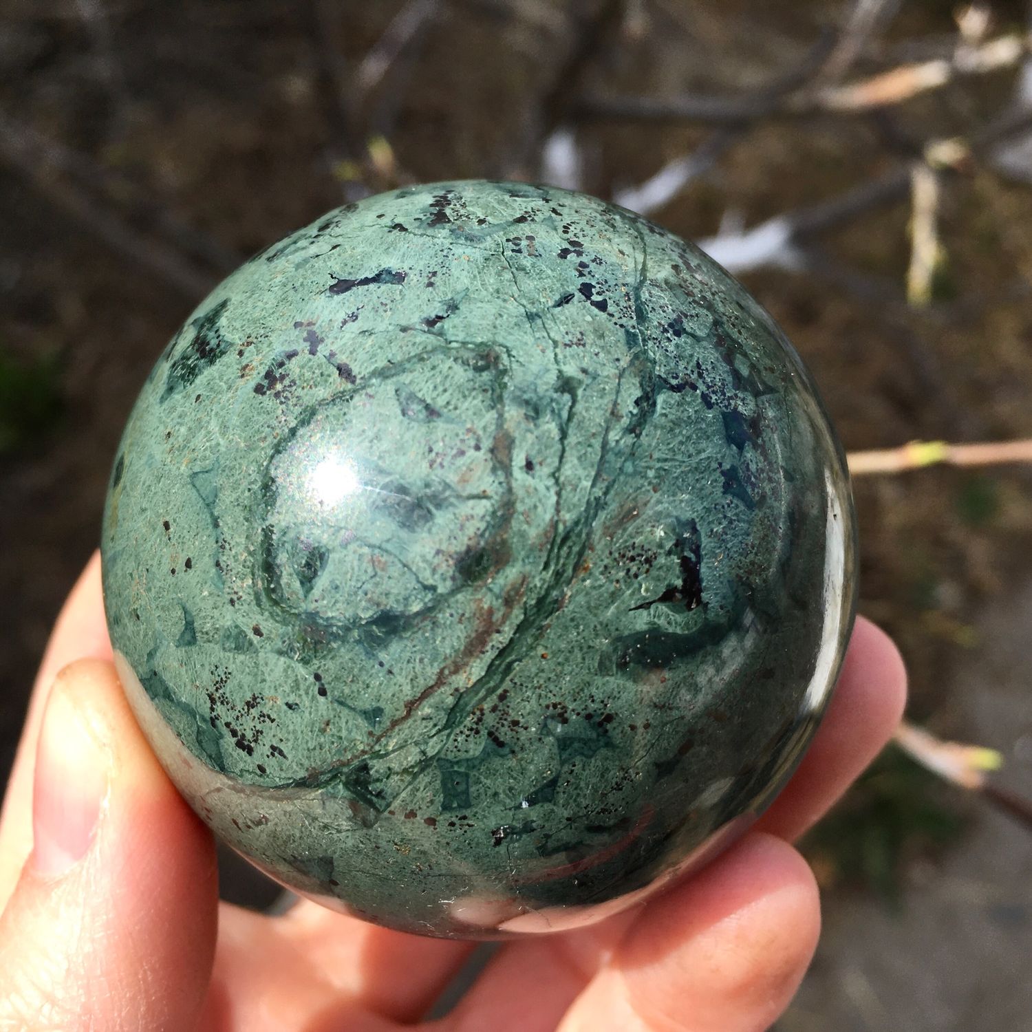 Serpentine Sphere 60 mm Mineral Sphere Green Stone - Inspire Uplift