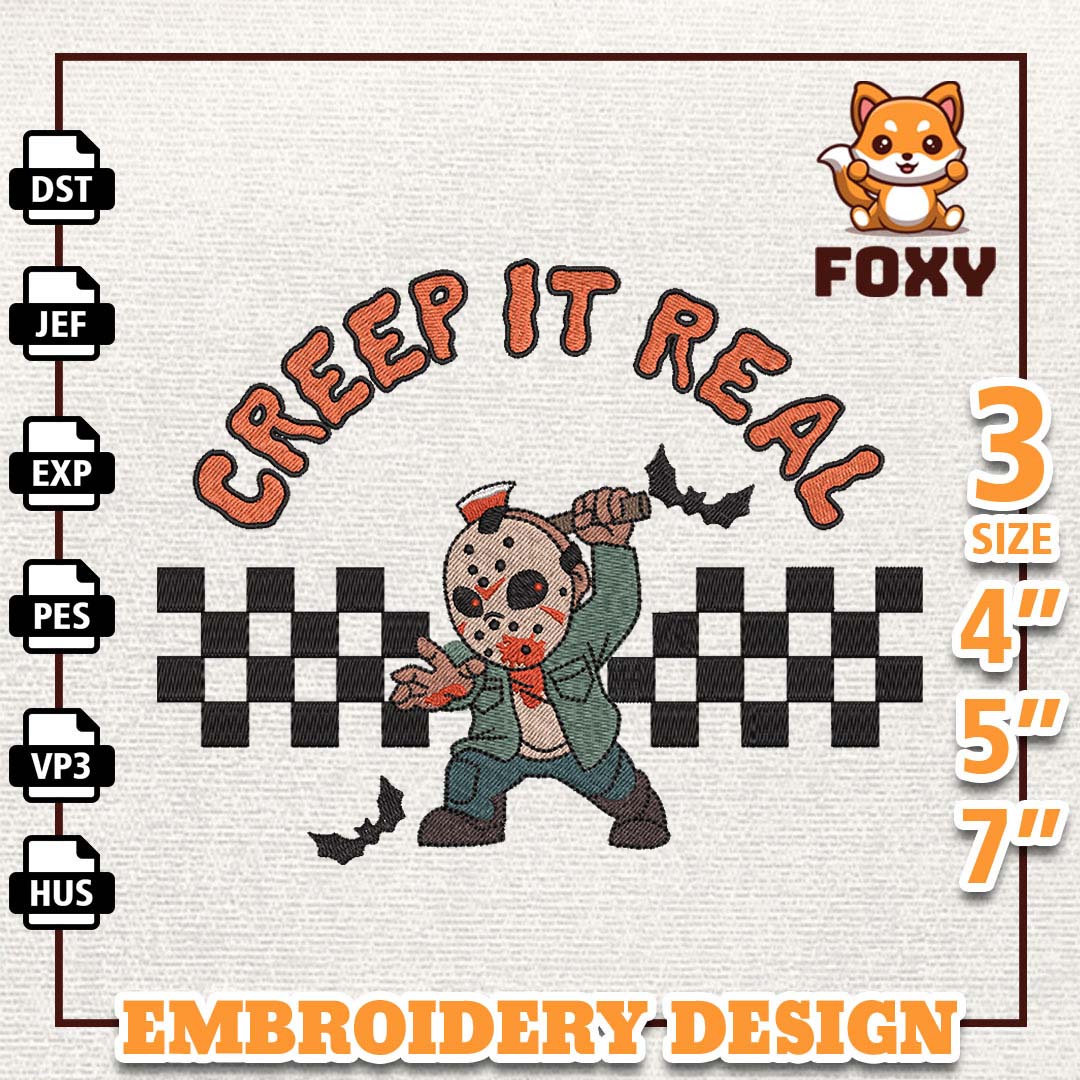 Creep It Real Embroidery Design, Pumpkin Embroidery Design, - Inspire ...