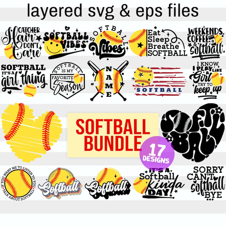 Softball Svg Bundle (17 Designs)| Softball Gift for Girls an | Inspire ...