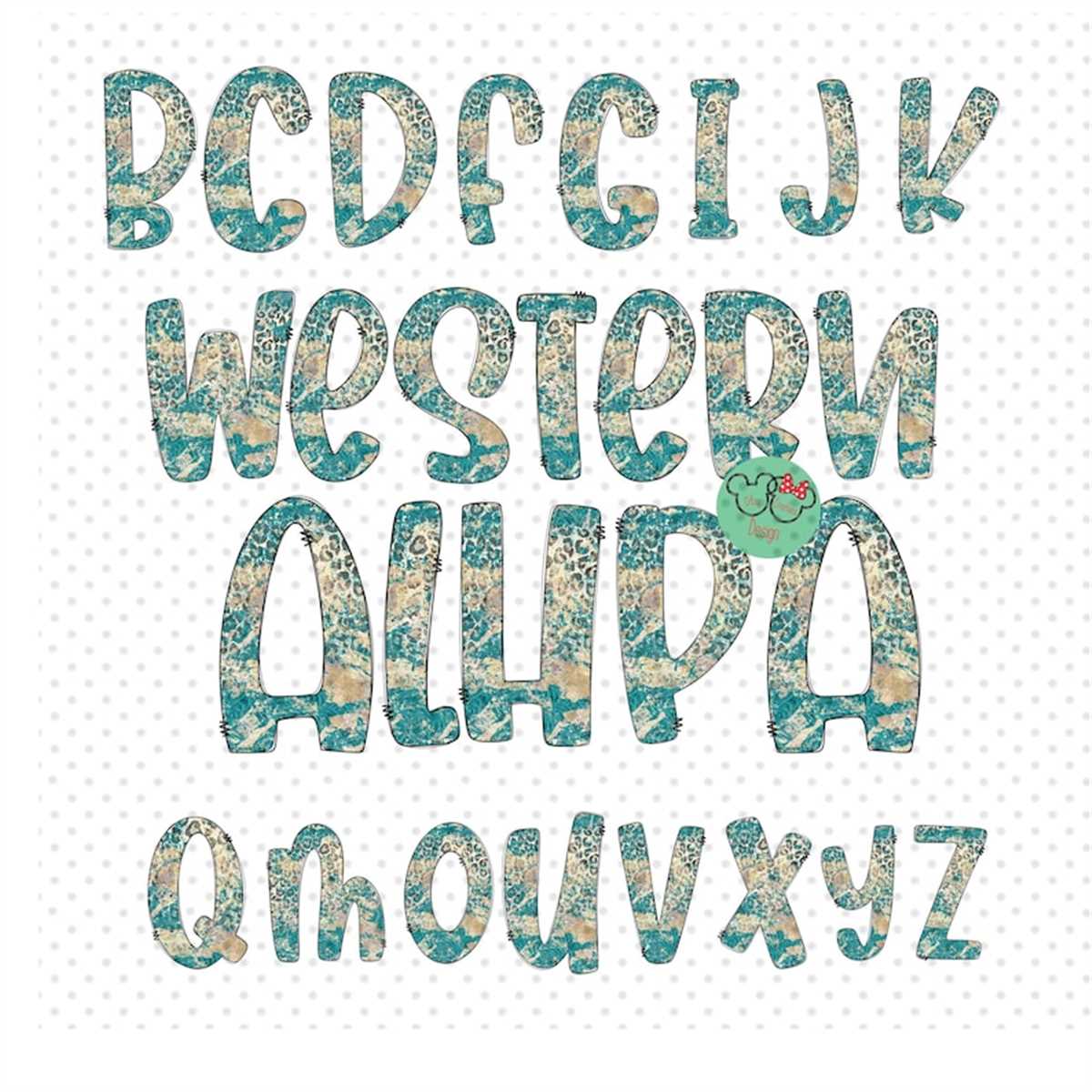 Western Leopard print alpha set, Doodle letters,Sublimation | Inspire ...