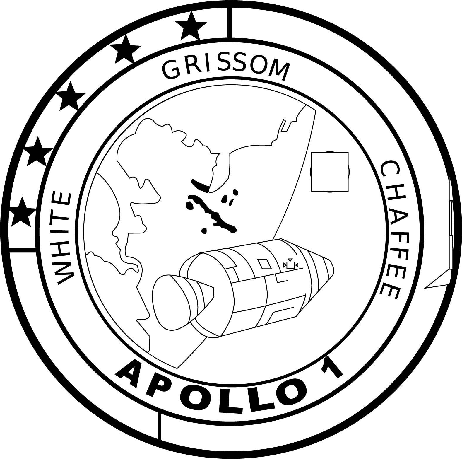 Apollo 1 patch line art vector file cnc engraving, cricut, v | Inspire Uplift