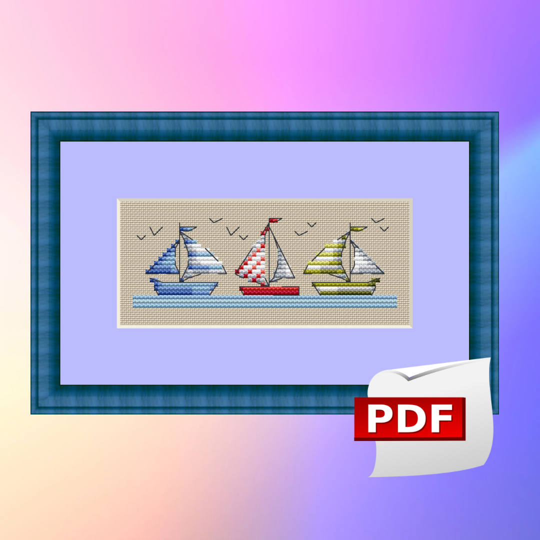 Boats Instant Download Cross Stitch Pattern PDF, Embroidery - Inspire ...