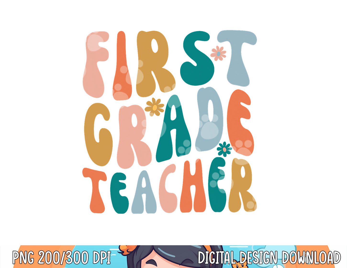 First Grade Teacher Retro Groovy Design 1st Grade Teaching - Inspire Uplift