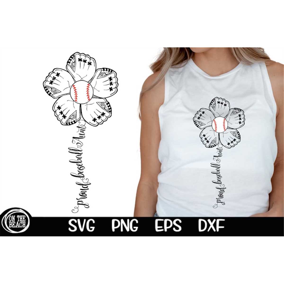 SVG Proud Baseball Aunt Baseball Flower Softball Flower Png | Inspire ...