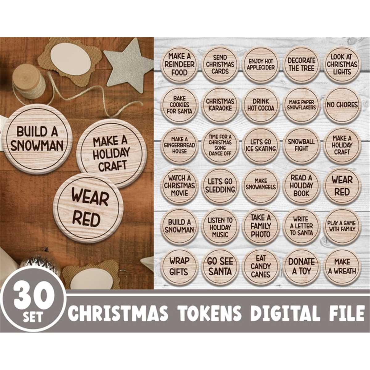 30 Christmas Bucket List Tokens svg, Christmas Activities To - Inspire ...
