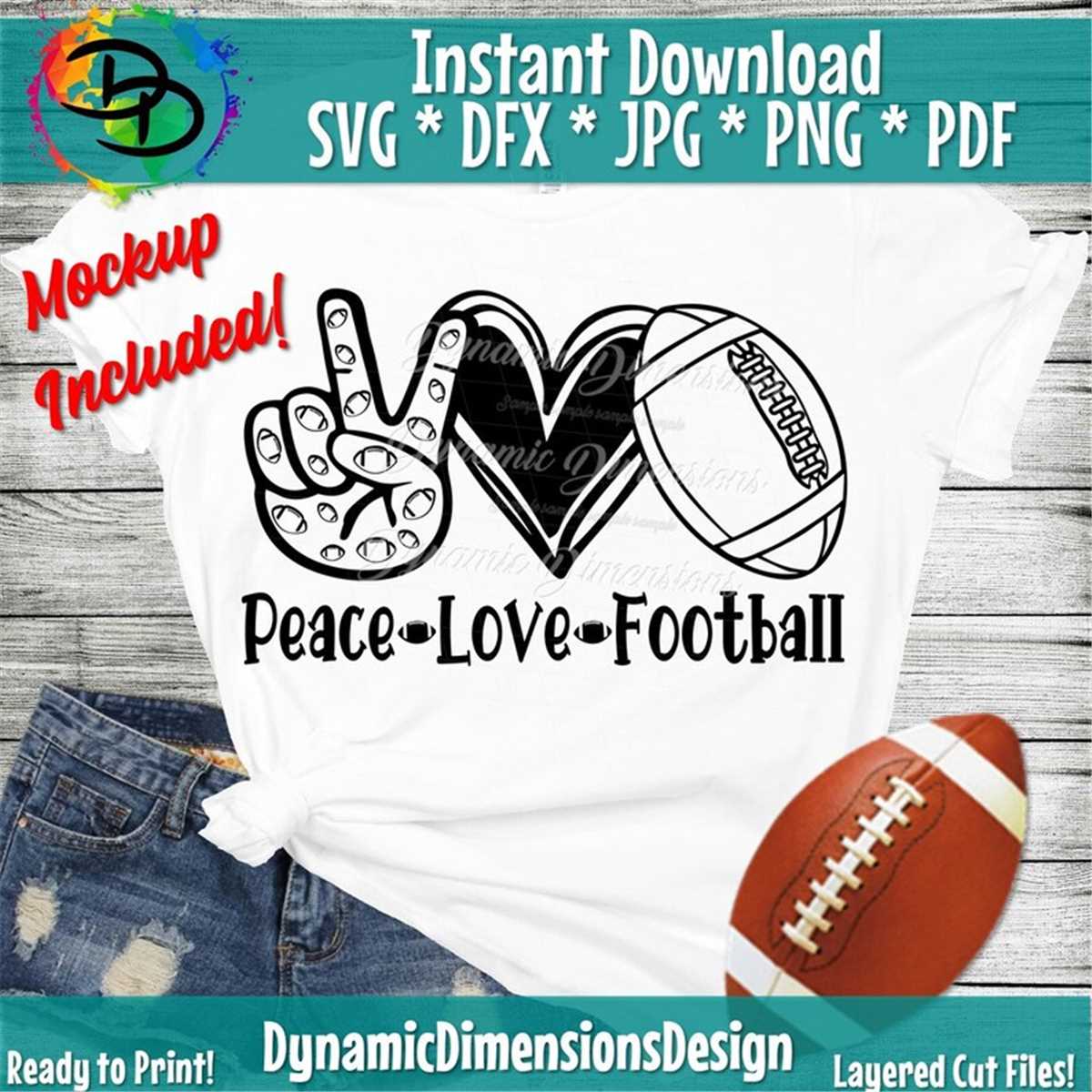 Peace, Love, Football svg, Football png, Football Shirt, Foo | Inspire ...