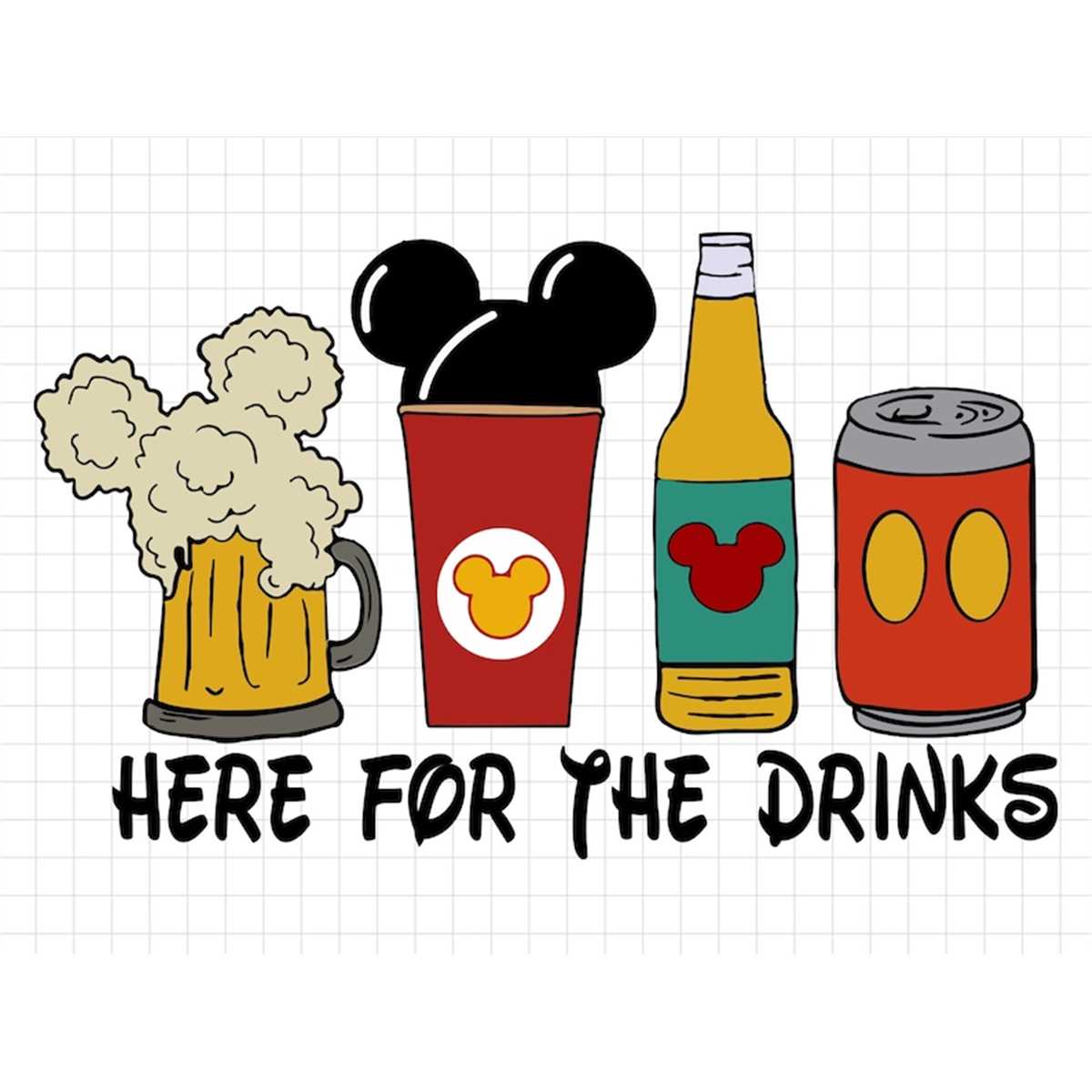 Here For The Drinks Svg, Mouse Drinks Svg, Mouse Food Svg, M - Inspire ...