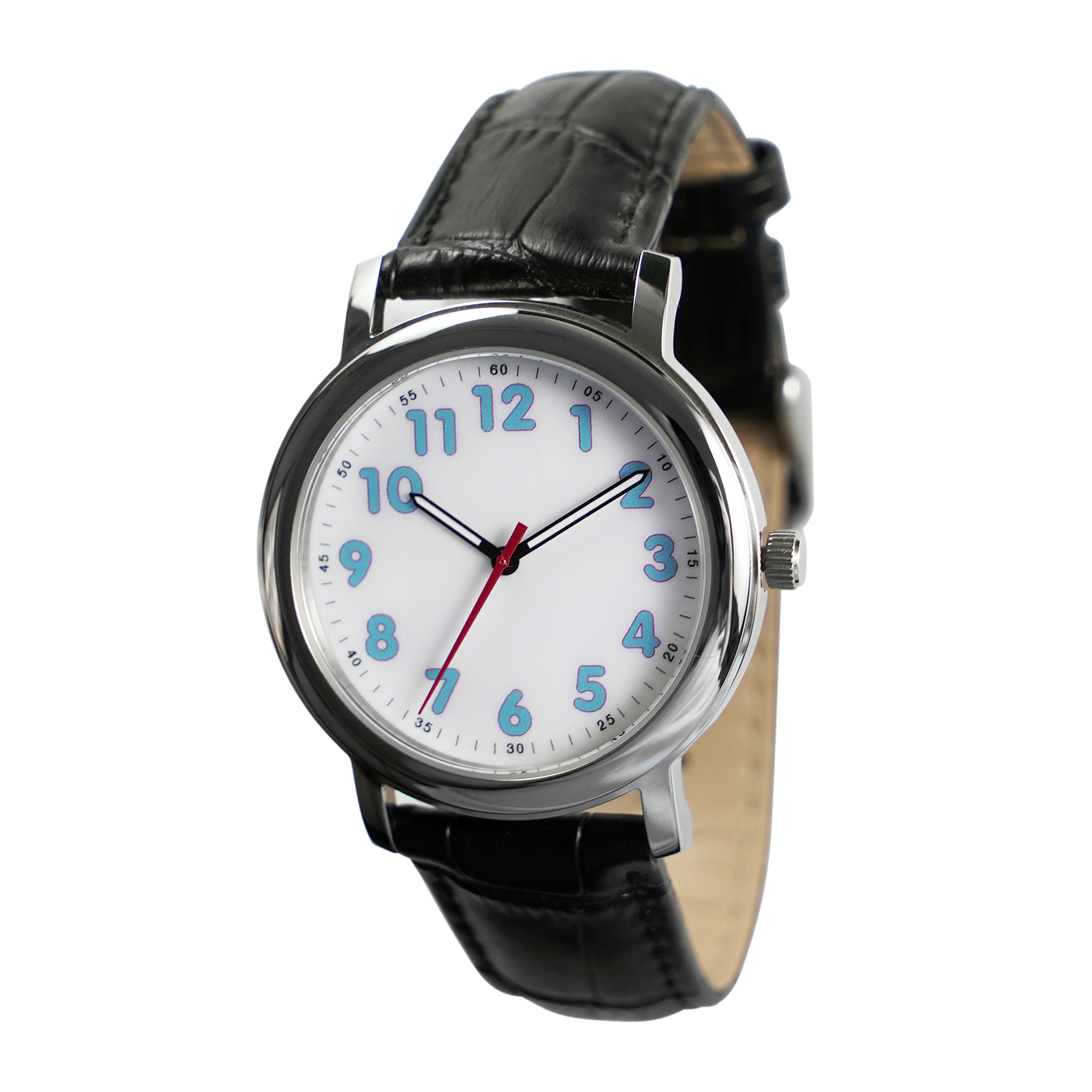 Easy Read Watch Blue Numbers Personalized Watch Men Watch Wo - Inspire ...