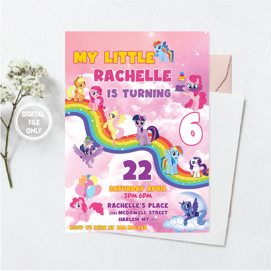 Personalized File My Little Pony Birthday Invitation | Littl | Inspire ...