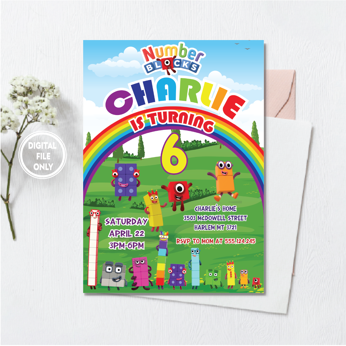 Personalized File Numberblocks Birthday Invitations | Number | Inspire ...