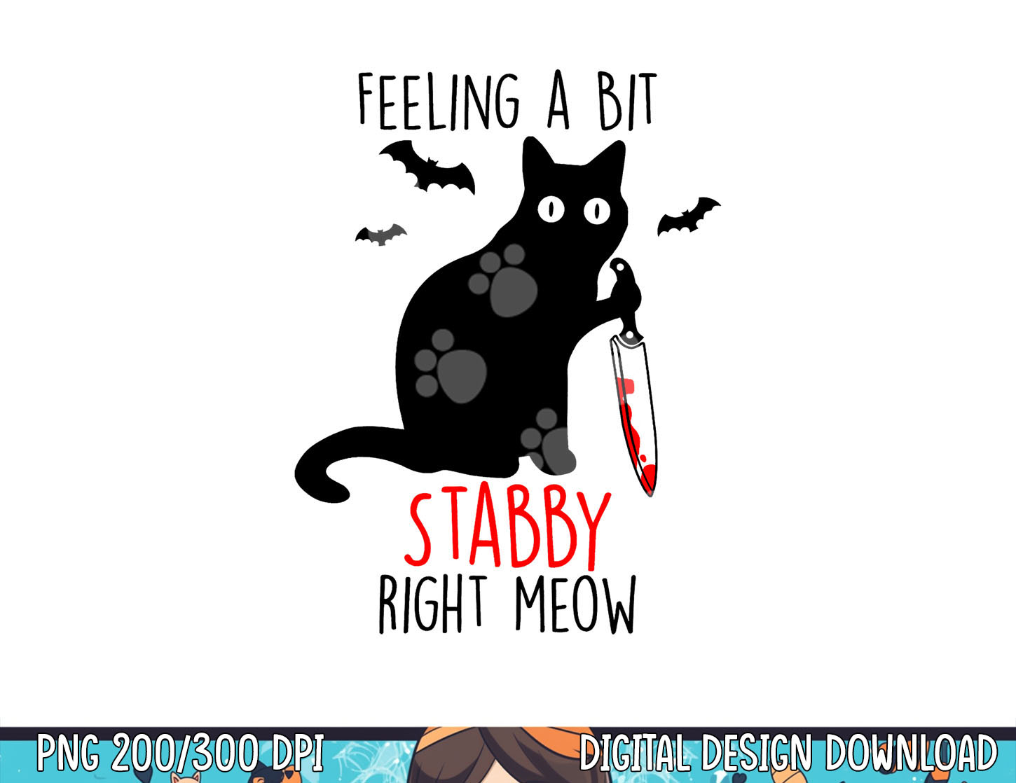 Funny Black Cat Halloween Costume Feeling a Bit Stabby Today - Inspire ...
