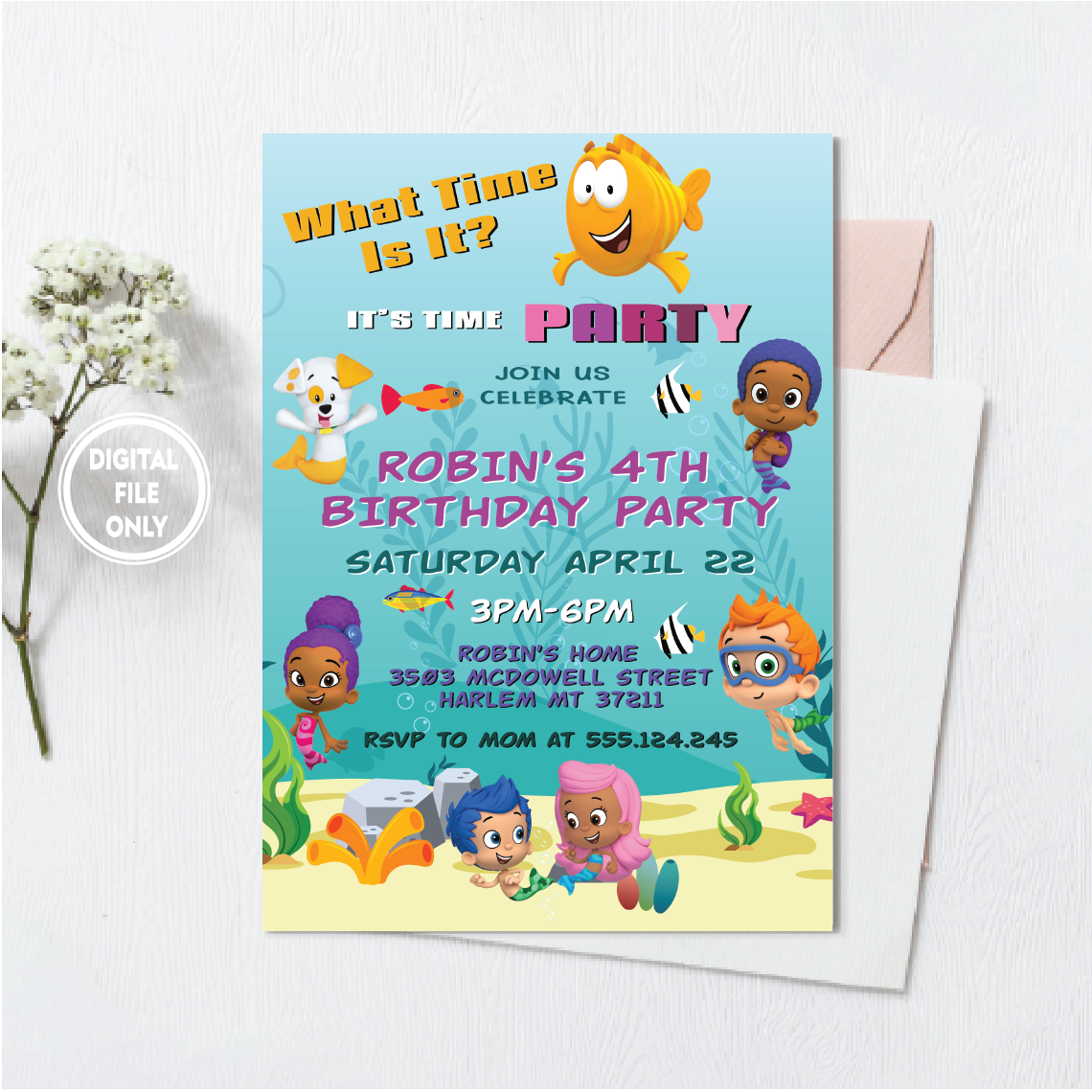 Personalized File Bubble Guppies Birthday Invitations | Prin - Inspire ...