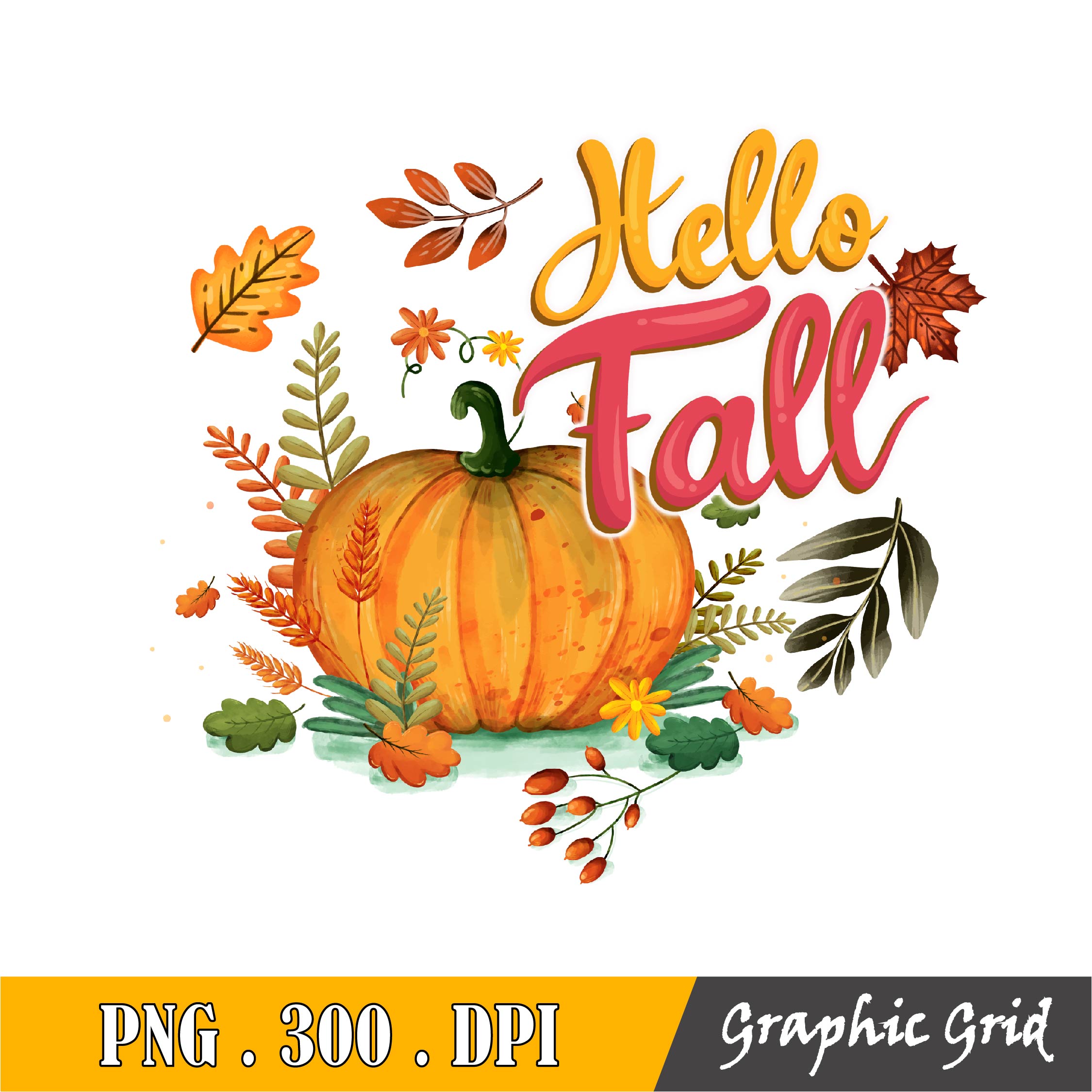 Hello Fall Png Sublimation Design, Fall Pumpkin Png,Western - Inspire Uplift