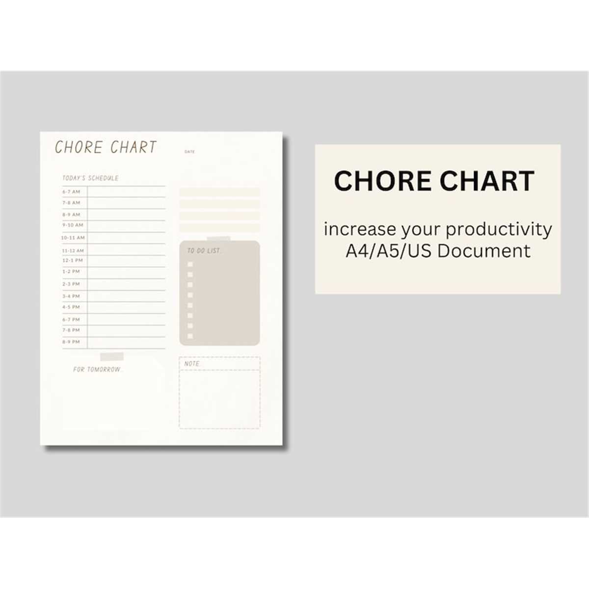 Printable chore chart, Instant Download Chore Chart for Kids | Inspire ...