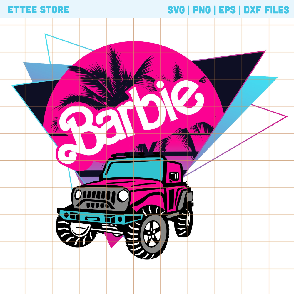 Barbi Offroad 4x4 Car Convertible Pink Babe Retro 80s PNG, C | Inspire ...