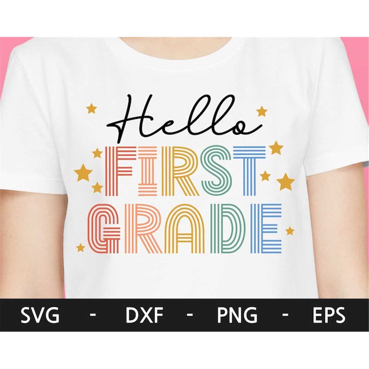 Hello First Grade svg, First Grade svg, Retro Back to School - Inspire ...