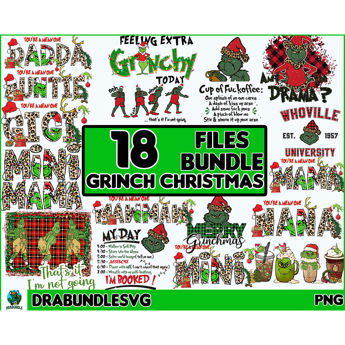 18 Christmas Bundle Png,Grinchmas Png,Grinch Png,Funny Chris - Inspire ...