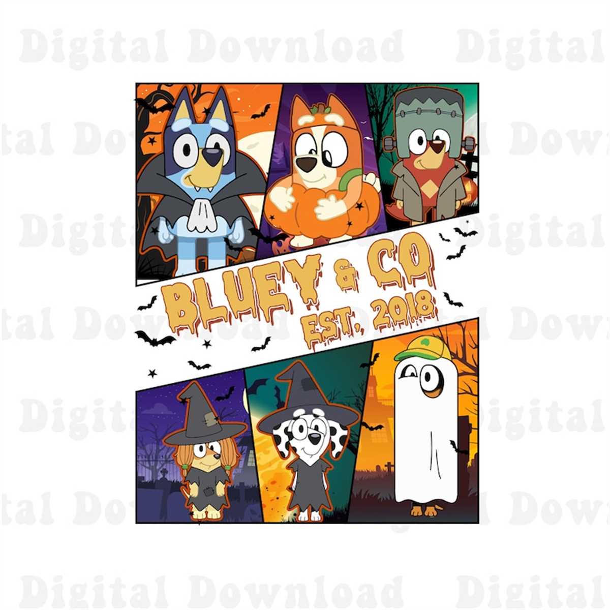 Bluey & Co Est 2018 Halloween Png, Bluey Trick Or Treat Png, - Inspire ...