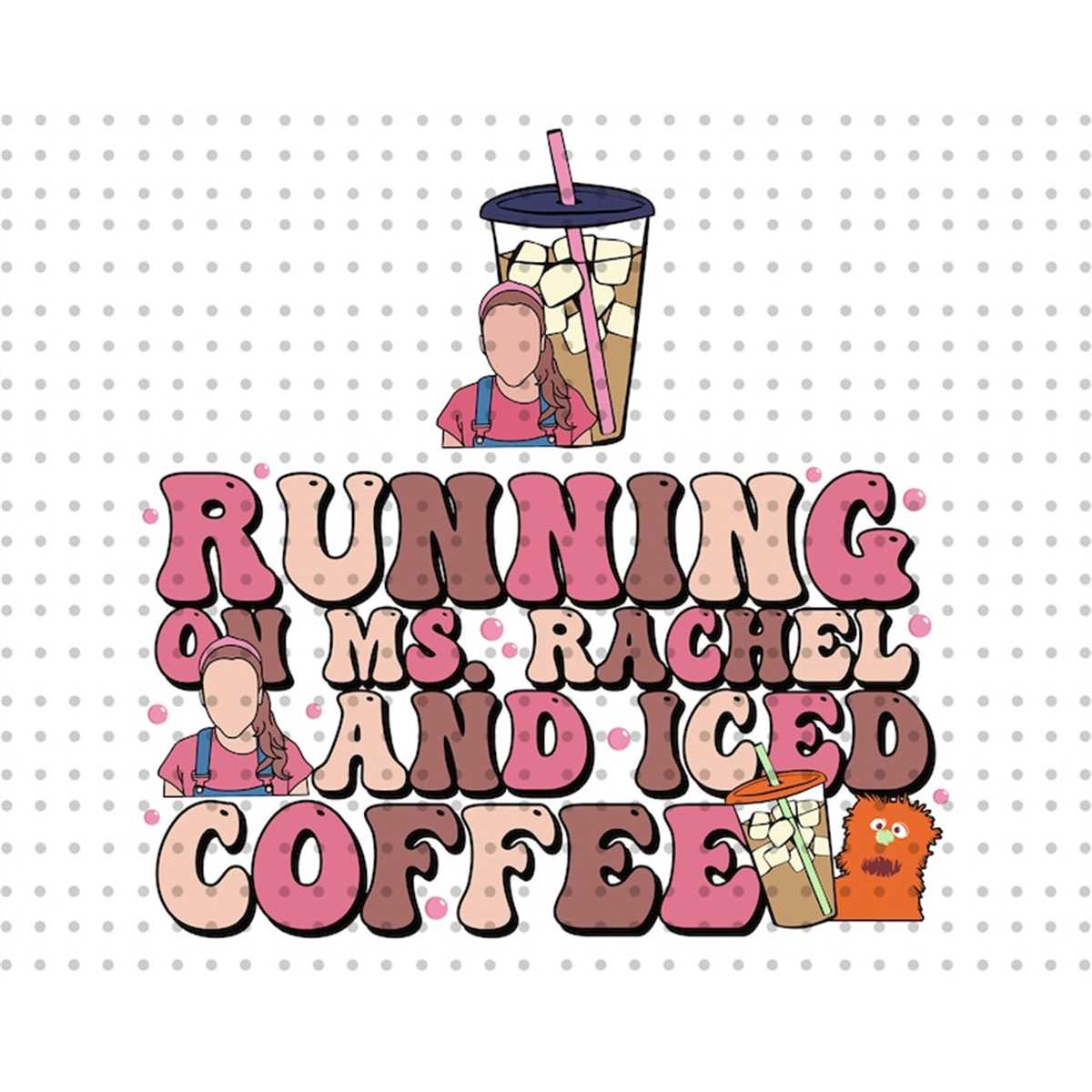 Running On And Iced Coffee SVG, Coffee Mom Svg, Retro Wavy T - Inspire ...