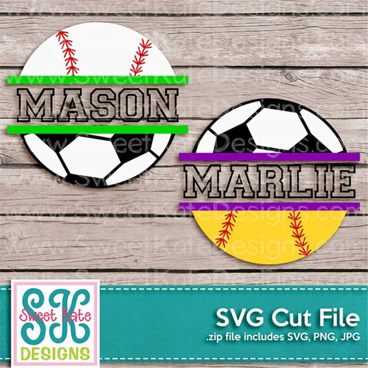 Split Baseball Softball Soccer Ball SVG JPG PNG Scrapbook Di | Inspire ...