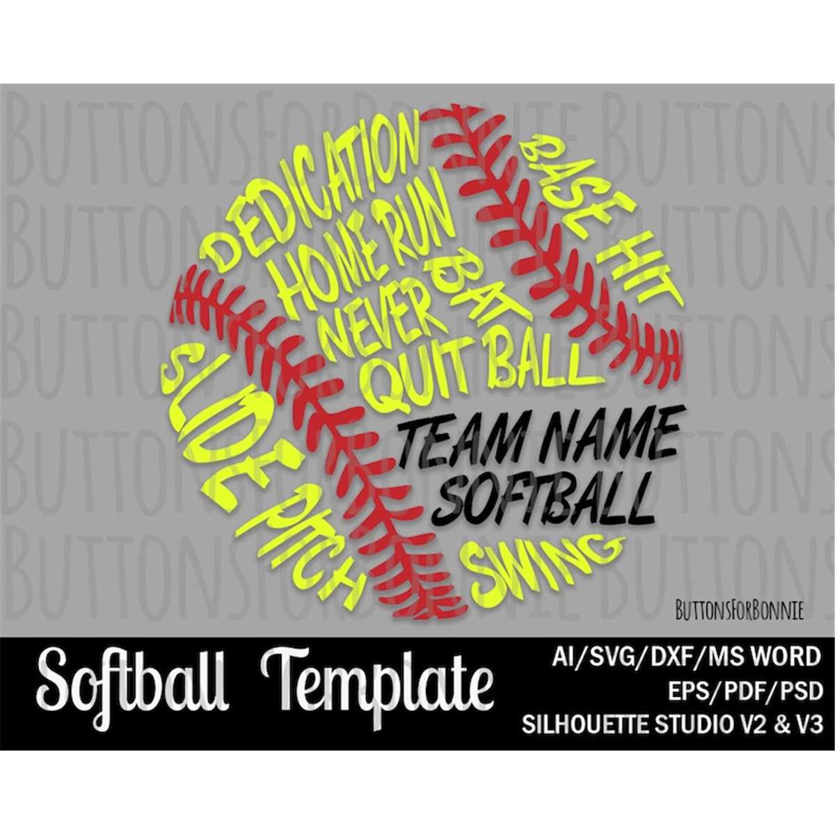 softball template, svg, softball team, softball player svg, | Inspire ...
