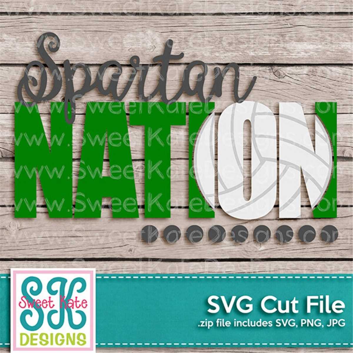 Spartan Nation with Knockout Volleyball SVG JPG PNG Scrapboo | Inspire ...