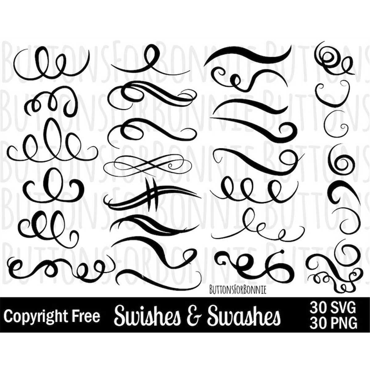30 swoosh, swirl, swash, Vector Design Elements,SVG, PNG, Fl - Inspire ...