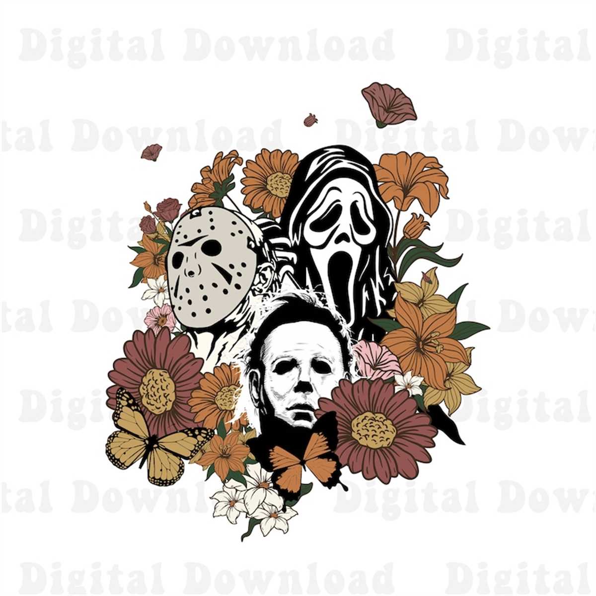 Floral Horror Characters Halloween Png, Halloween Graphic Pn - Inspire ...