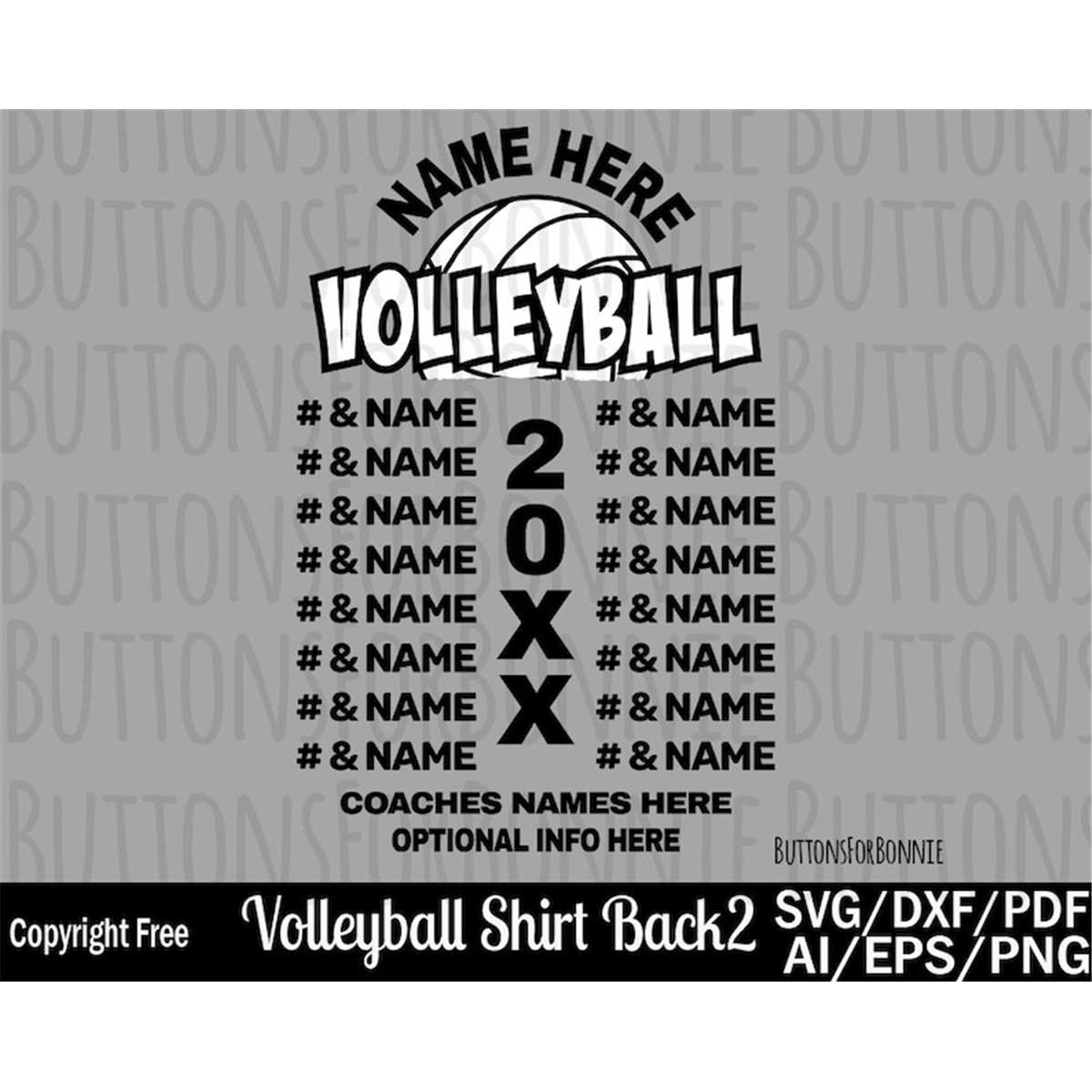 volleyball team svg, template, back of shirt svg, team membe | Inspire ...