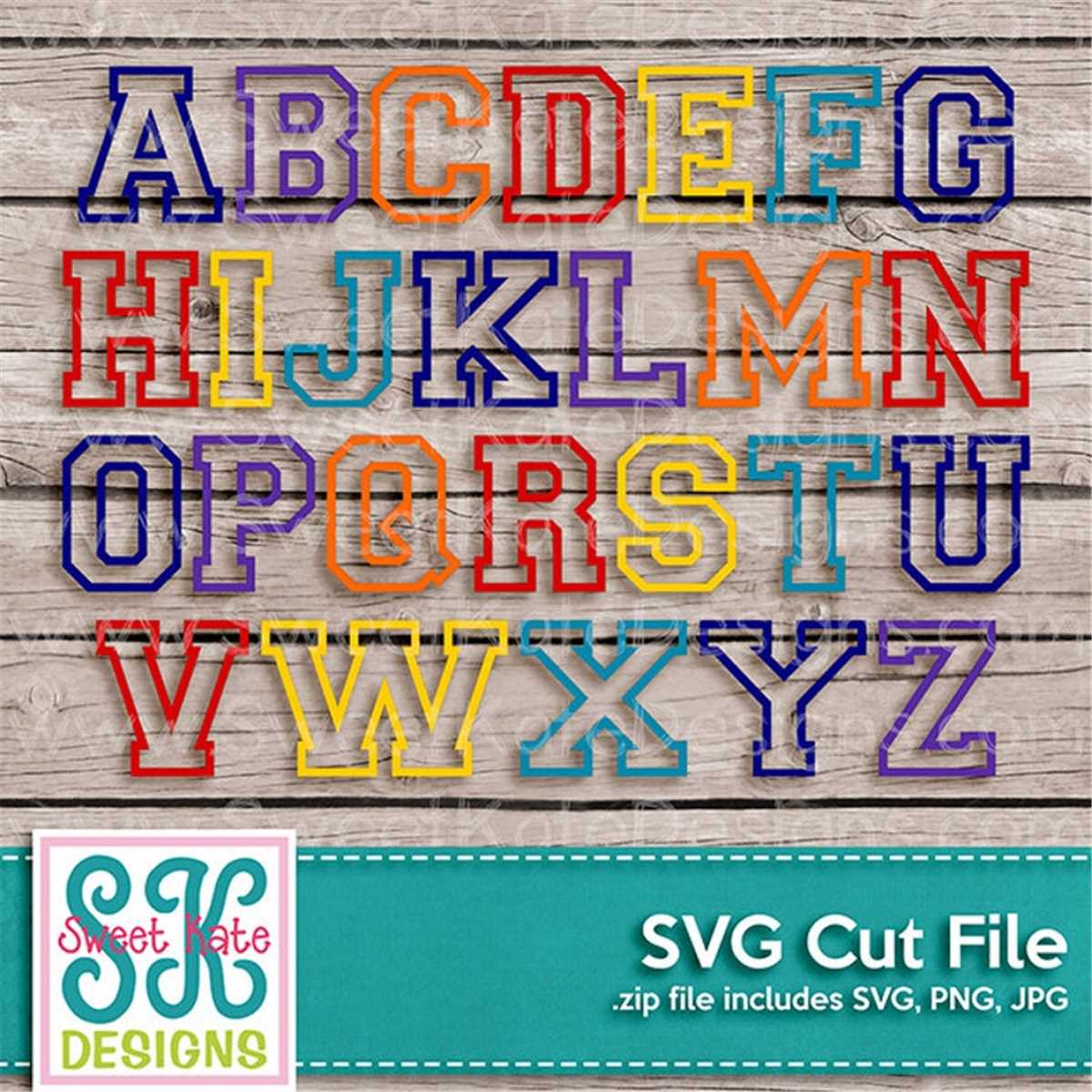 Varsity Outline Letters SVG JPG PNG Sports Scrapbook Die Cut | Inspire ...