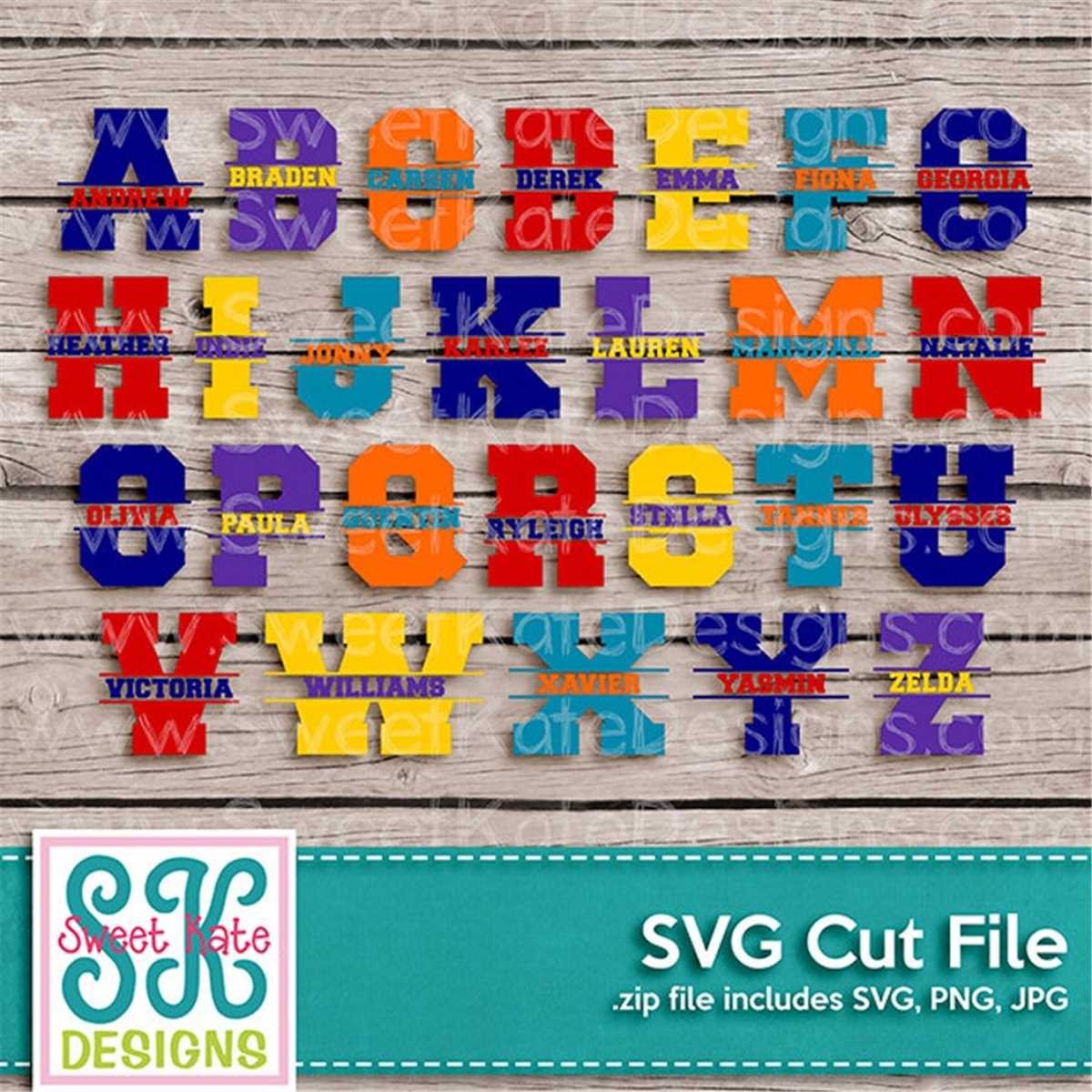 Split Varsity Letters SVG JPG PNG Sports Scrapbook Die Cut H | Inspire ...