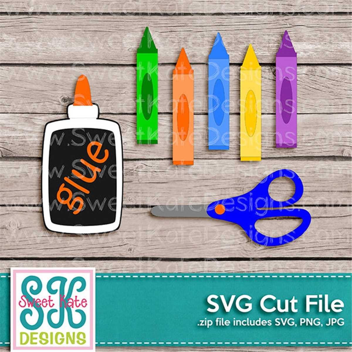 Crayons Glue Scissors SVG JPG PNG Scrapbook Die Cut Heat Tra | Inspire ...