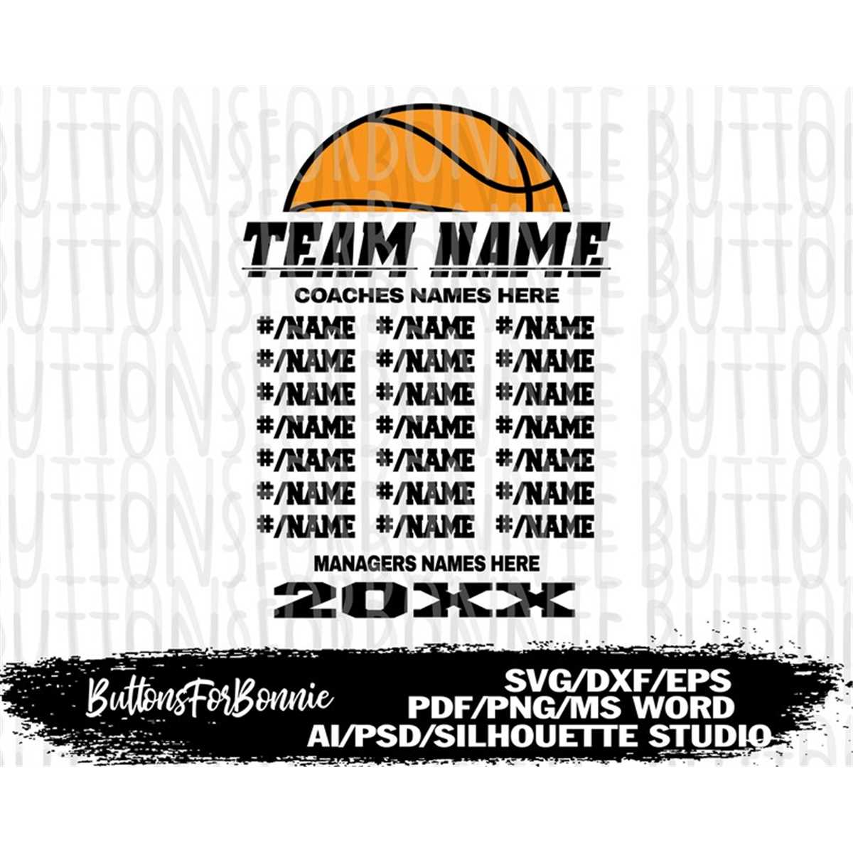 basketball team svg, template, back of shirt svg, team membe | Inspire ...