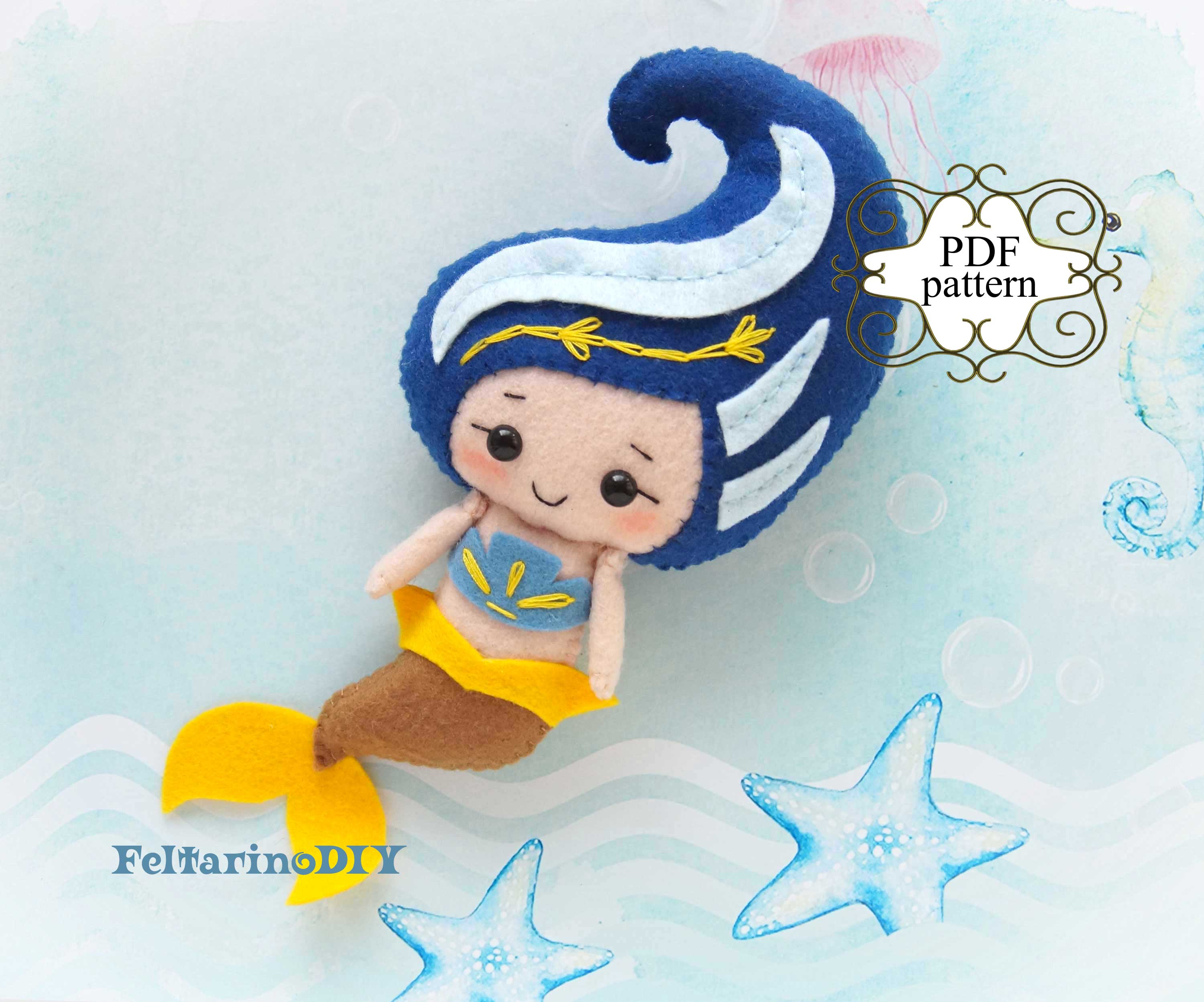 Mermaid felt pattern, Felt sea animals pattern, Felt toy pat | Inspire ...