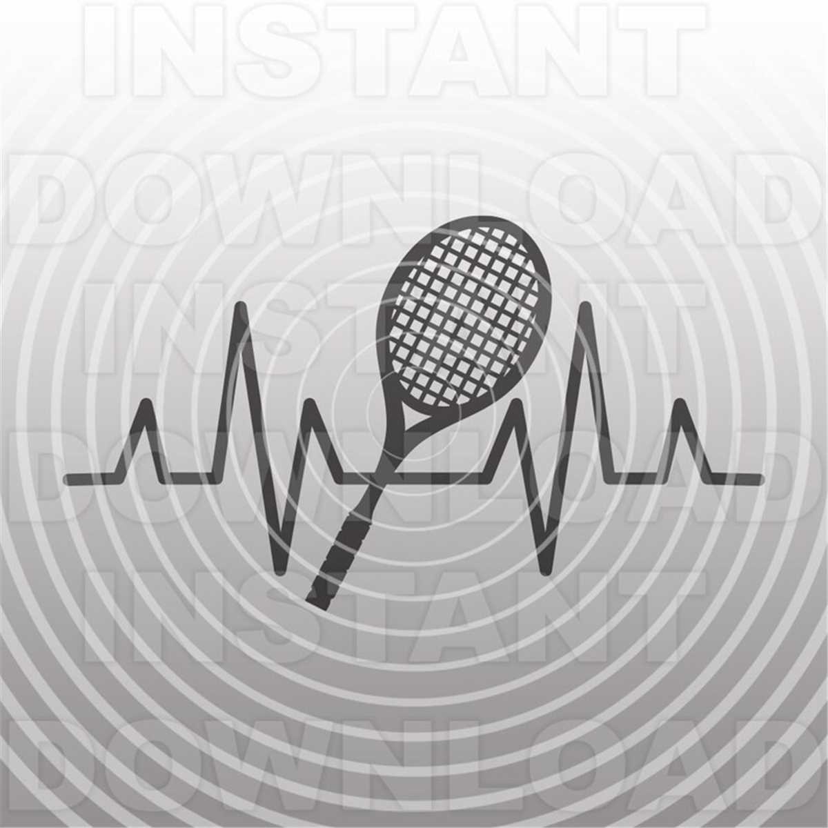 Heartbeat EKG Tennis Racket SVG File Decal Cutting File Love - Inspire ...