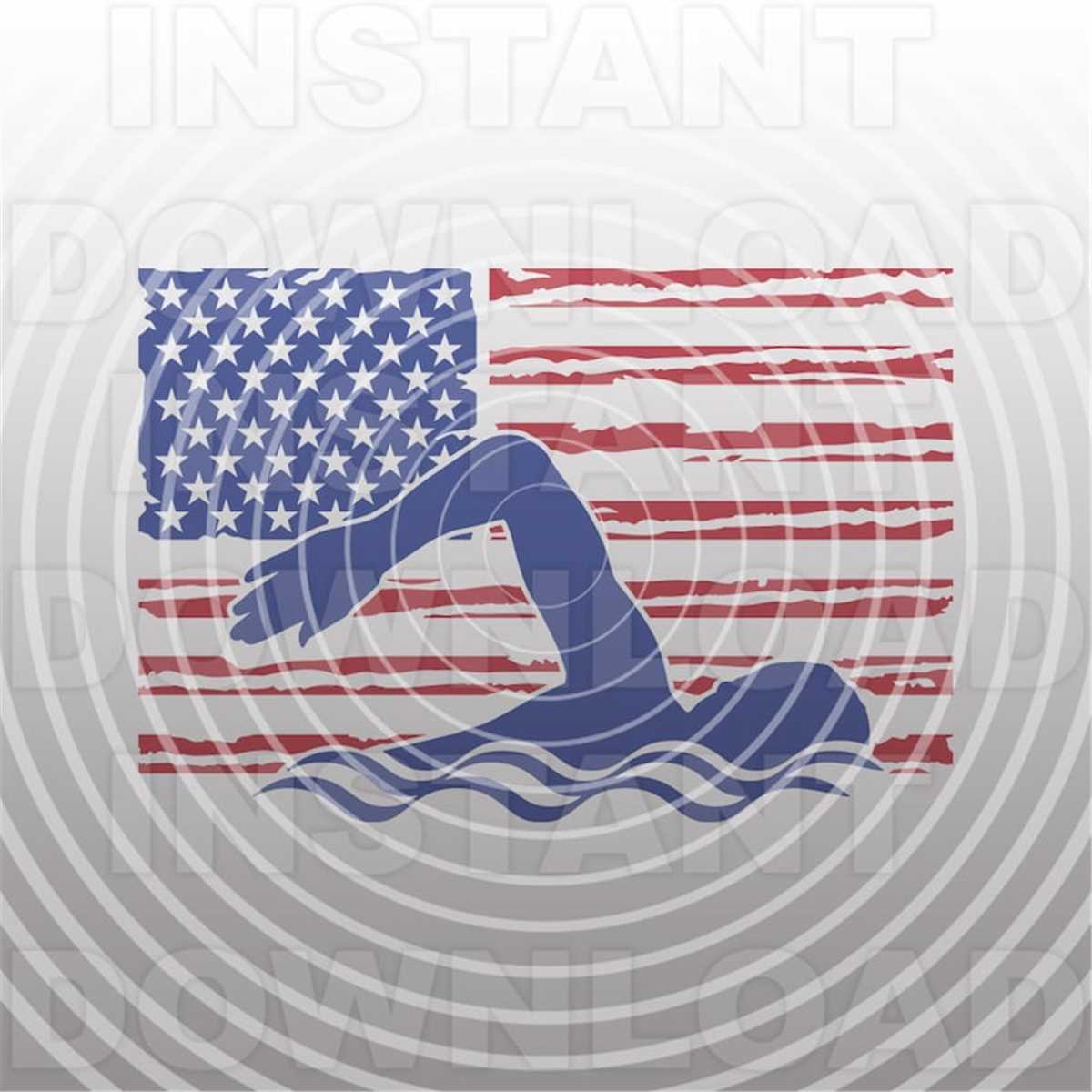Patriotic Swimmer SVG File,Distressed USA Flag SVG,Swimming | Inspire ...