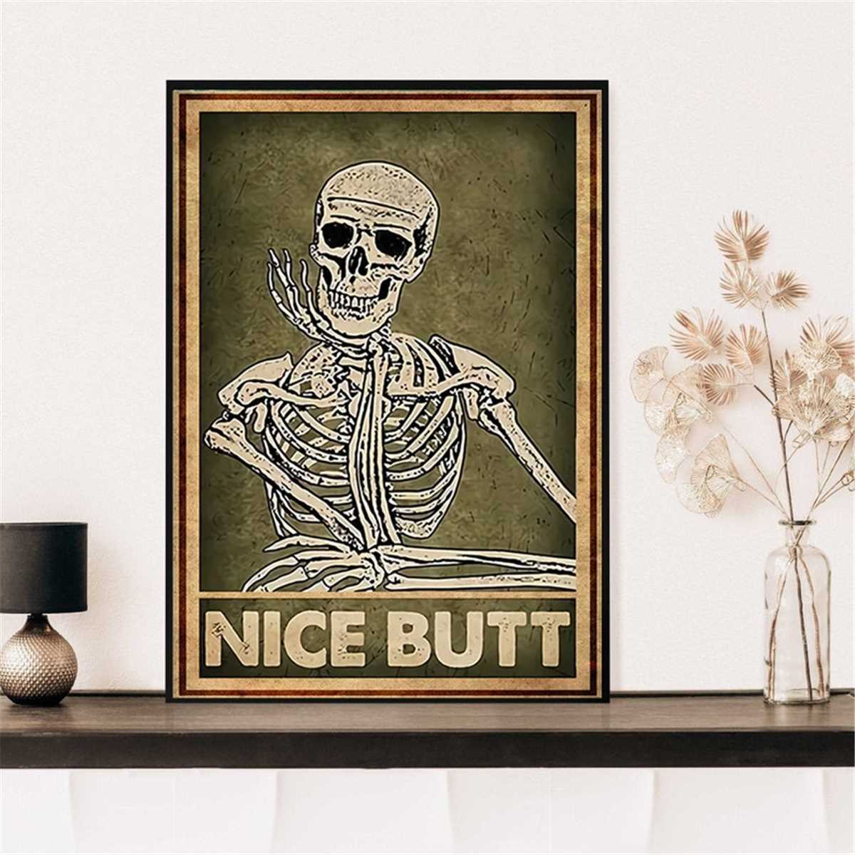 Skeleton Nice Butt Poster, Retro Skeleton Bathroom Poster, F - Inspire ...