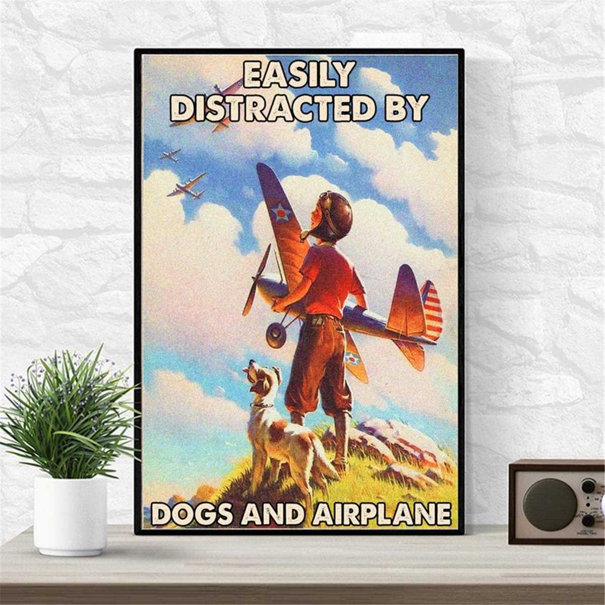 Kid Pilot Easily Distracted By Dogs And Airplane Poster, Boy | Inspire ...