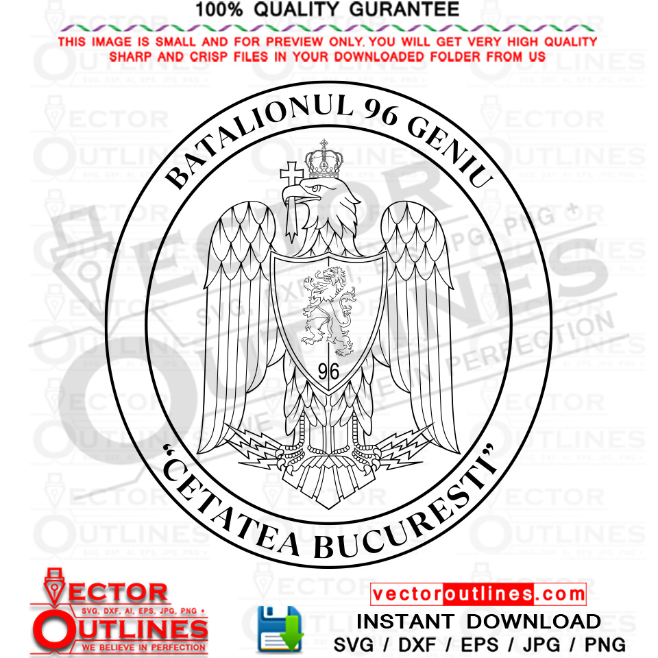 BATALIONUL 96 GENIU Svg vector outline black line art cnc cu - Inspire ...