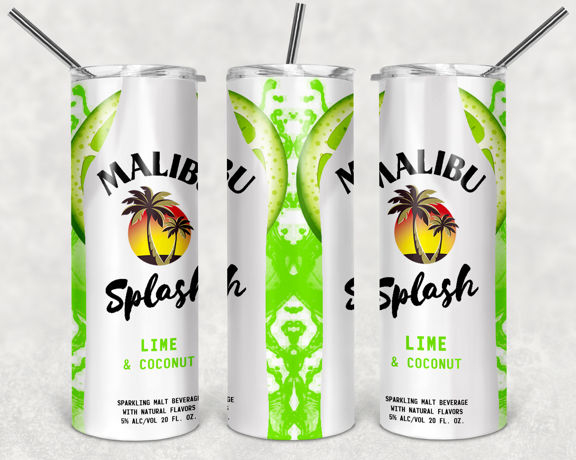 Malibu Splash Lime Coconut Tumbler Wrap Design - PNG Sublima | Inspire Uplift
