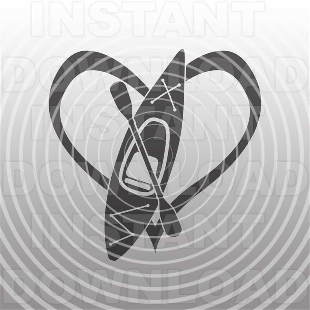 Kayak with Heart SVG File,Kayaking SVG,Kayak Paddle SVG -Vec | Inspire ...