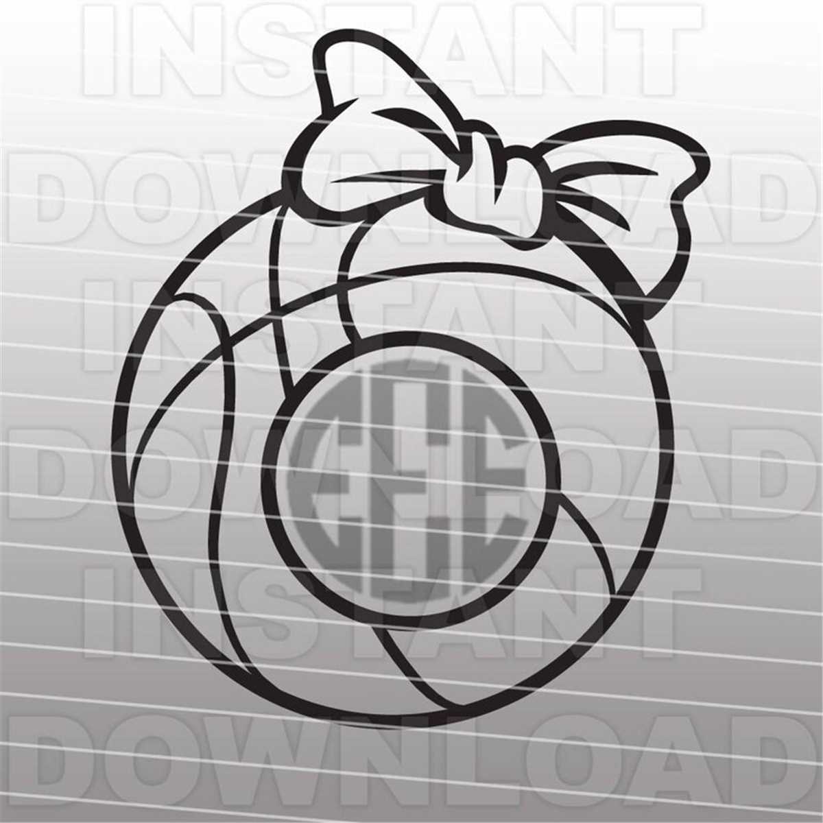 Girls Basketball Bow Monogram SVG File Cutting Template-Clip | Inspire ...