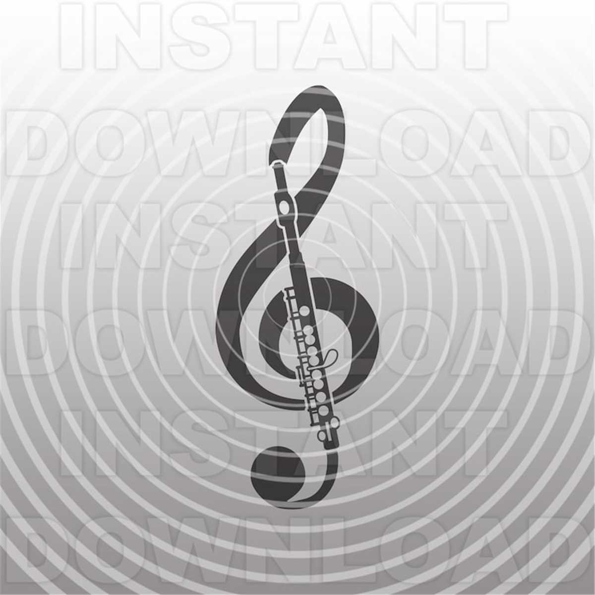 Flute with Treble Clef SVG File,Marching Band SVG,Flute Play | Inspire ...