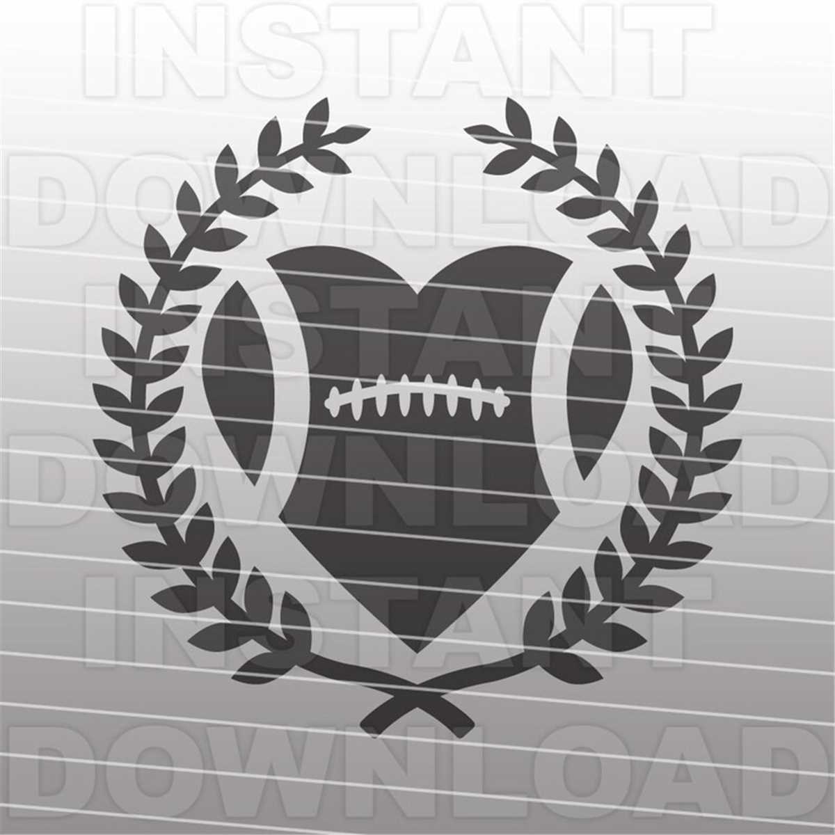 Heart Football SVG File - Football Laurel SVG File -Commerc | Inspire ...